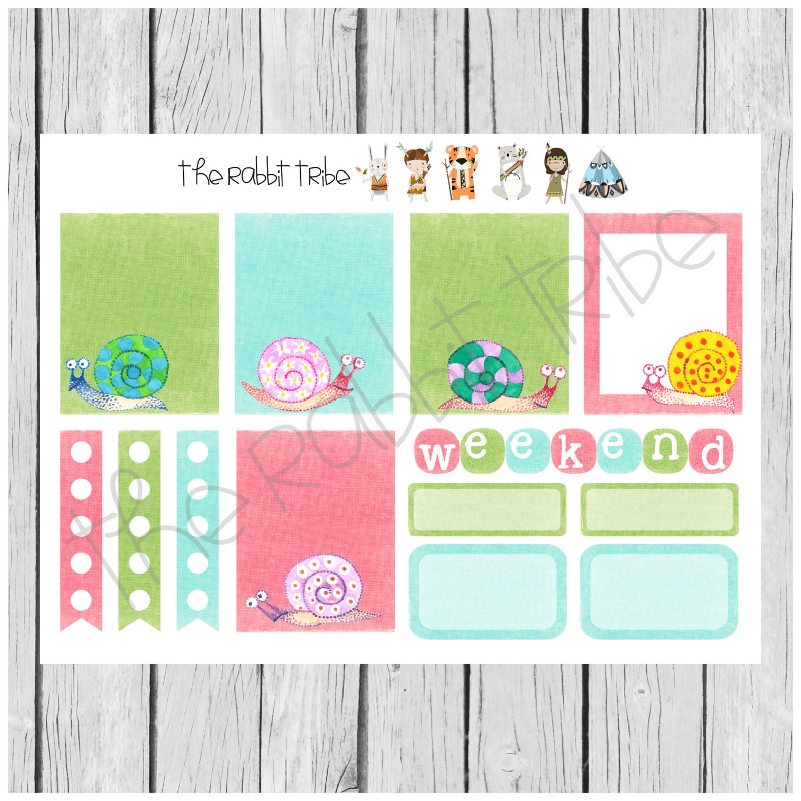 Weekly Sticker Set Slow and Steady Snails Planner | Etsy