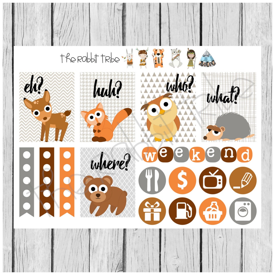 Weekly Sticker Set - Confused Animals - Planner Stickers - Etsy