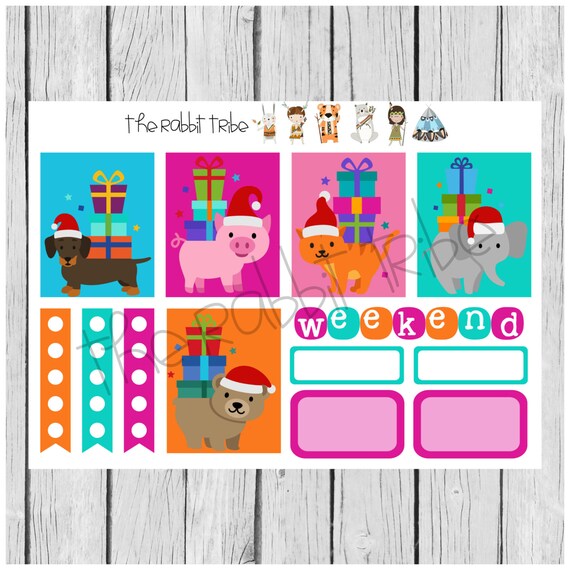 Weekly Sticker Set Animals With Presents Planner Stickers | Etsy