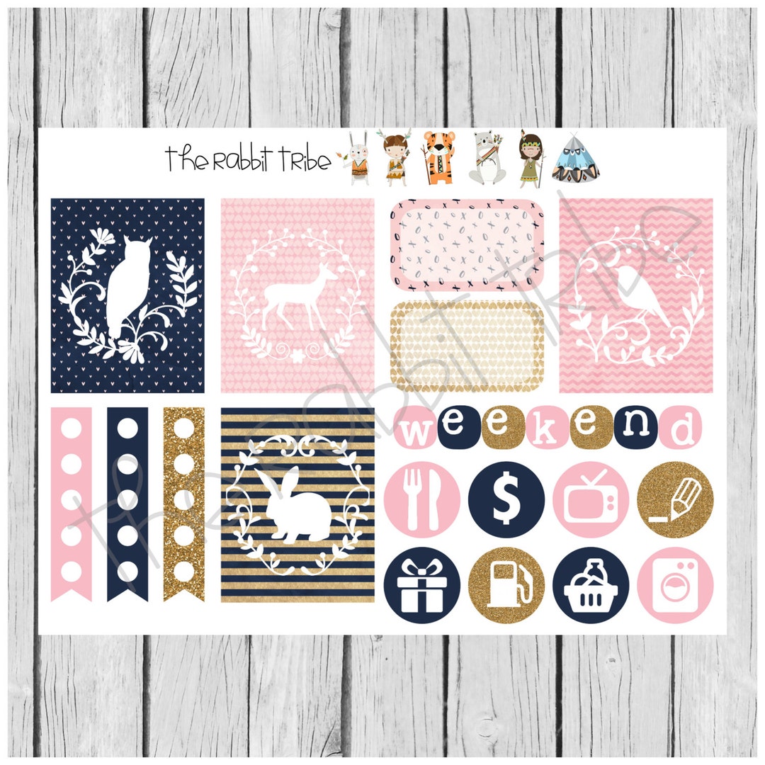 Weekly Sticker Set Animal Wreaths Planner Stickers - Etsy