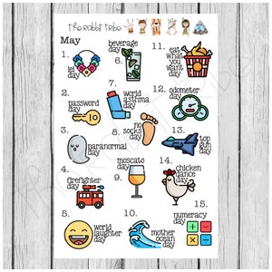 May Wacky Holidays Planner Stickers - Etsy