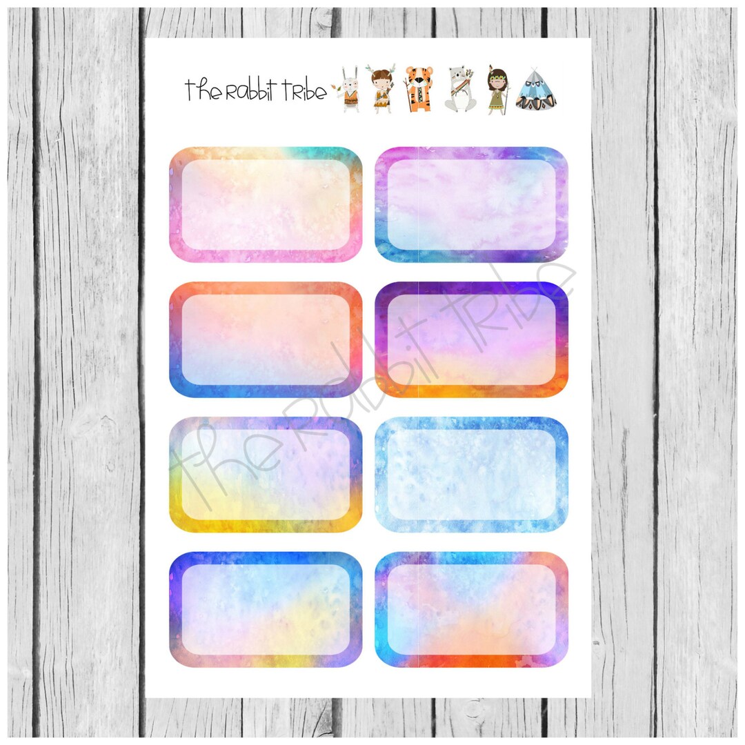 Mini Sticker Sheet Watercolour Half Boxes Planner Stickers - Etsy