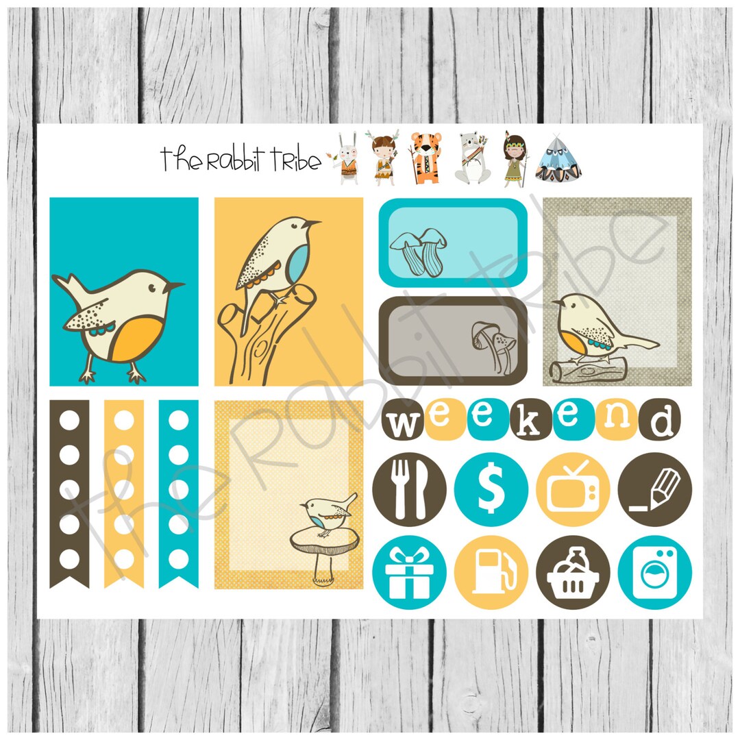 Weekly Sticker Set - Blue Birds - Planner Stickers - Etsy