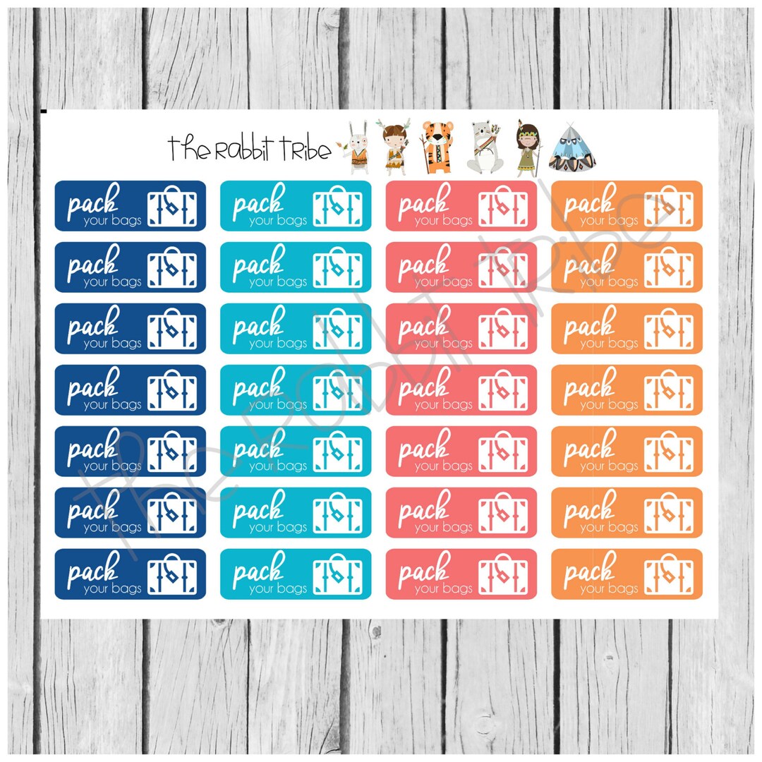 Get Organised Pack Your Bags, Travelling, Travel Planner Stickers - Etsy