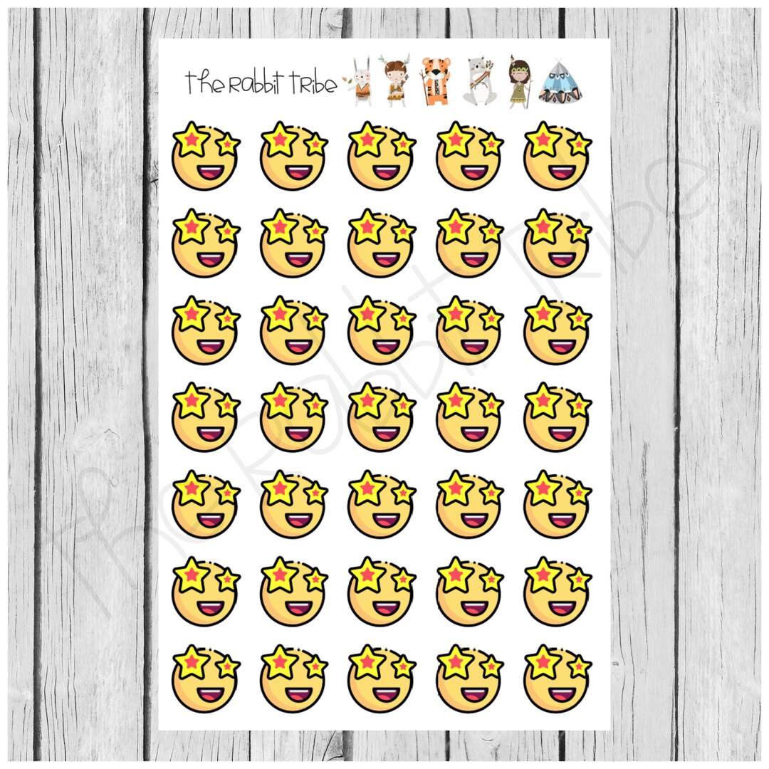 Mini Sticker Sheets - Star Eye Emojis - Planner Stickers - Etsy