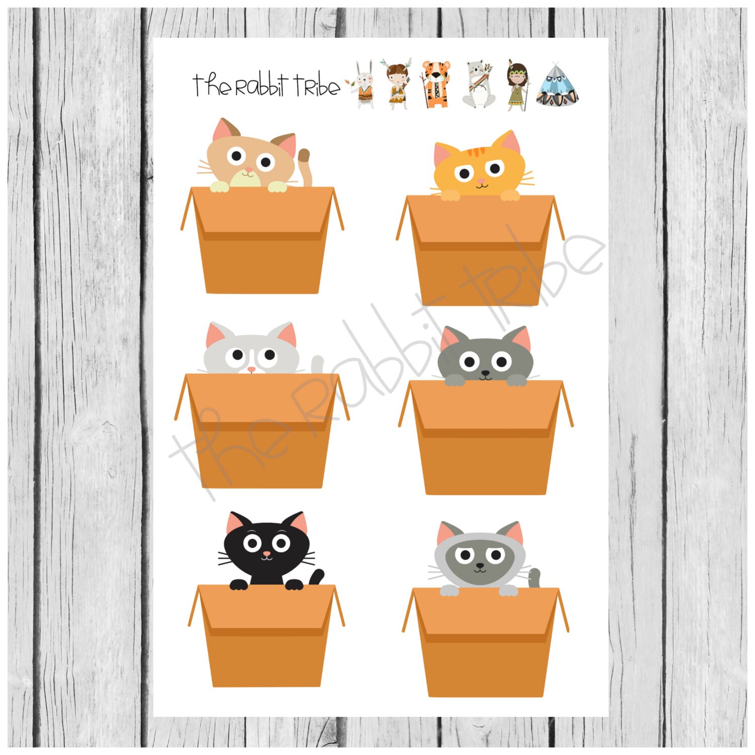 Mini Sticker Sheet cats in a box planner stickers | Etsy
