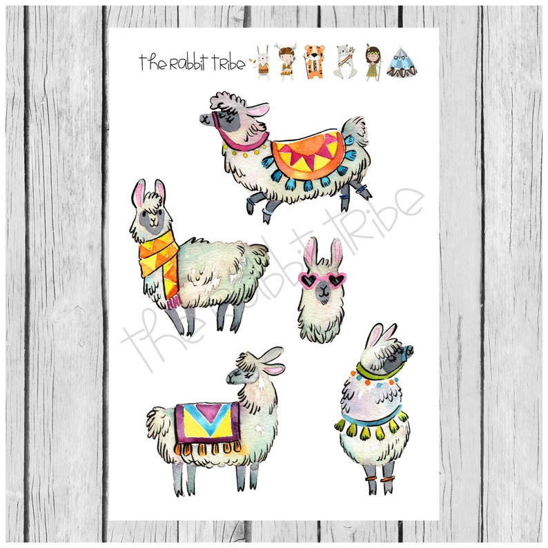 Mini Sticker Sheet Happy Llamas Planner Stickers | Etsy