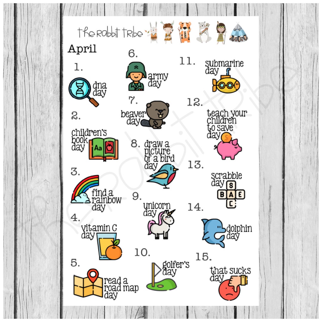 April - Wacky Holidays - Planner Stickers - Etsy