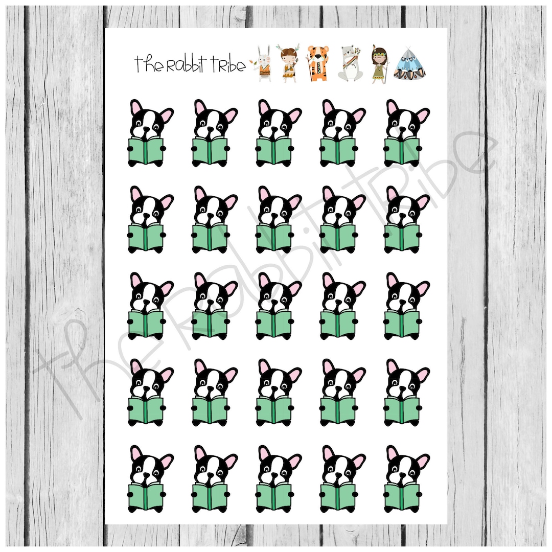Mini Sticker Sheet - Frenchies Reading - Planner Stickers - Etsy