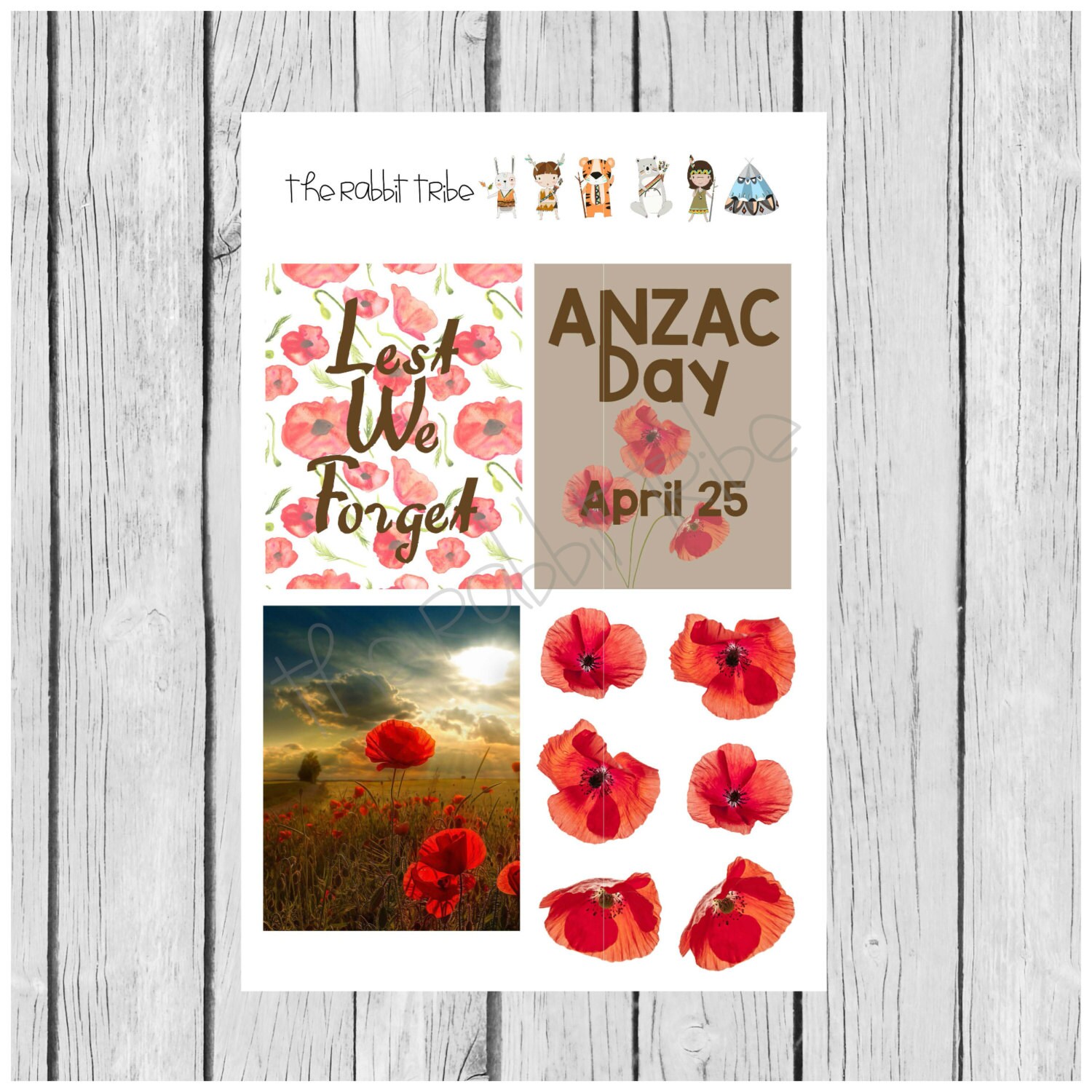 Mini Sticker Sheet Anzac Day Planner Stickers - Etsy