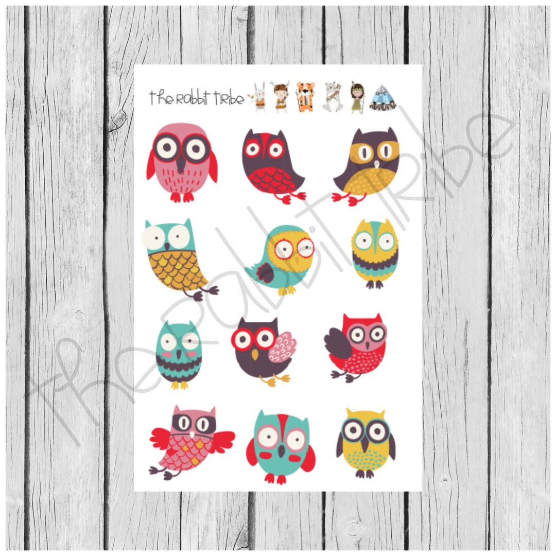 Mini Sticker Sheets - Funky Owls - Planner Stickers - Etsy