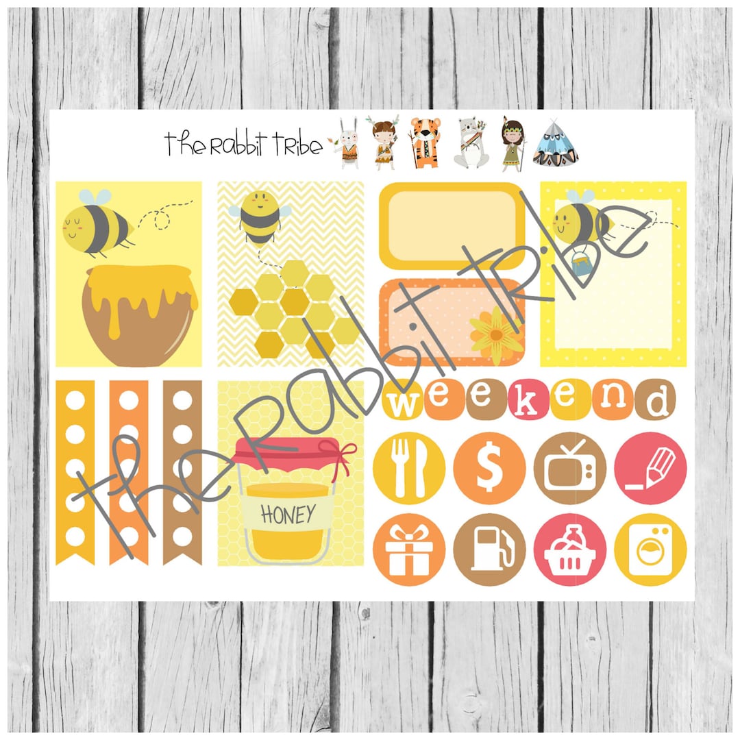Weekly Sticker Set Busy Bees, Honey Planner Stickers - Etsy