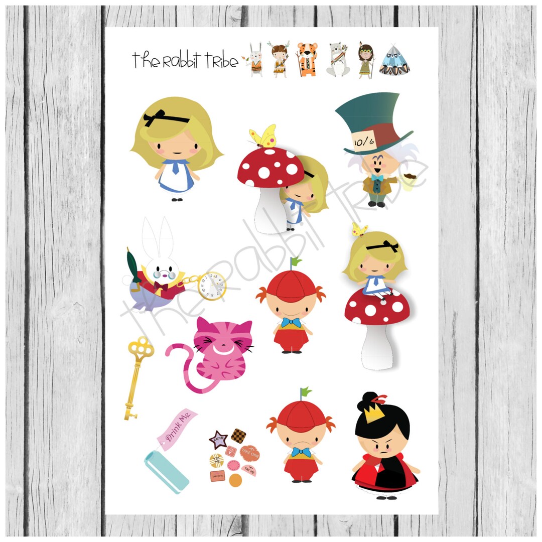 Mini Sticker Sheet Alice in Wonderland Planner Stickers - Etsy