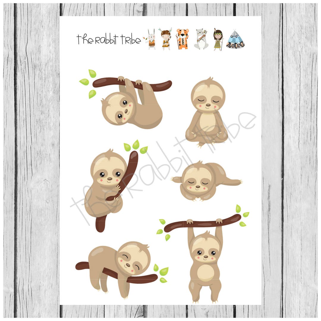 Mini Sticker Sheet Sweet Sloths Planner Stickers - Etsy