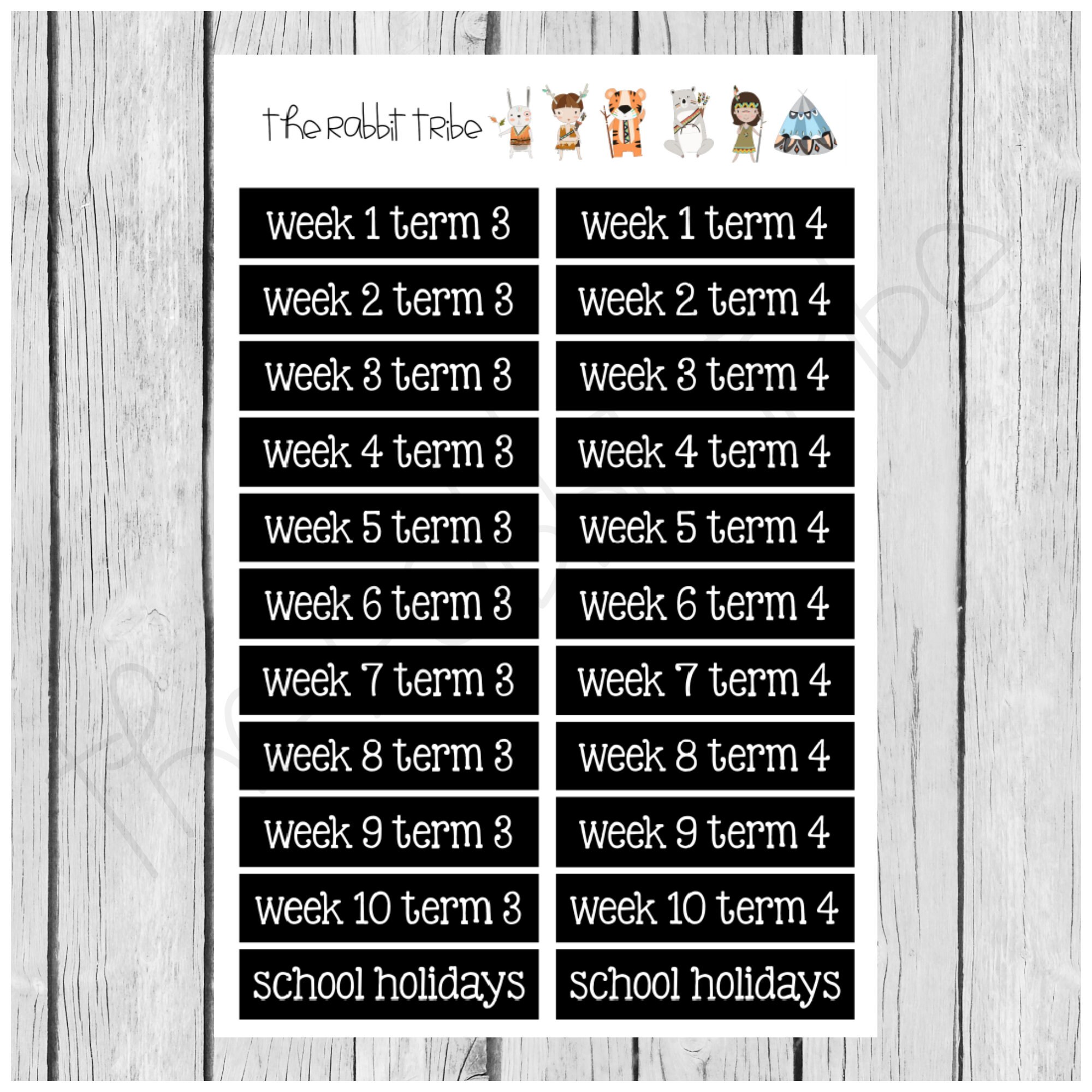 Mini Sticker Sheet school weeks and terms planner stickers | Etsy