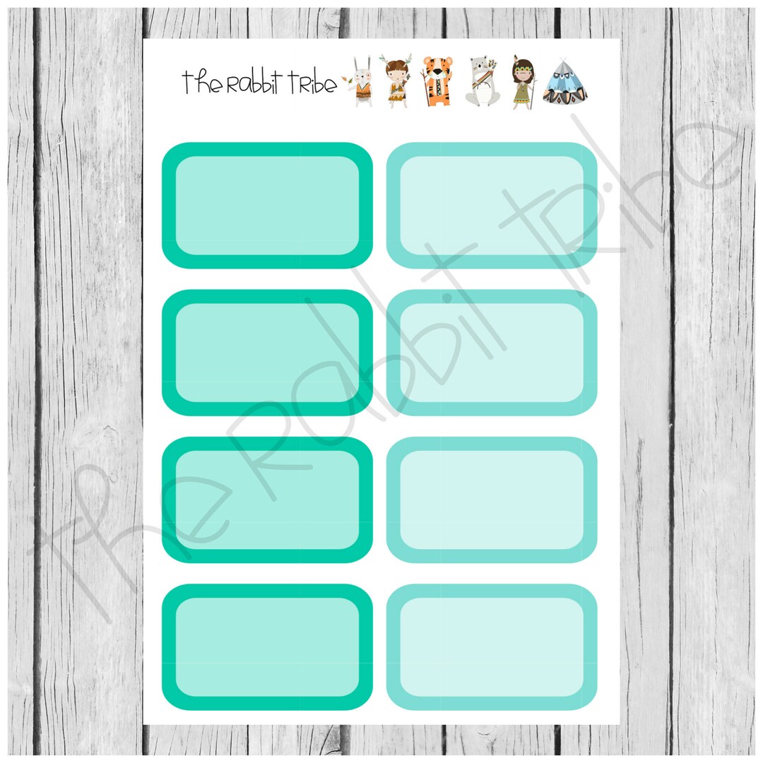 Mini Sticker Sheet Aqua Half Boxes Planner Stickers - Etsy