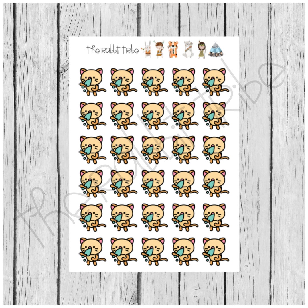 Mini Sticker Sheets - Sick, Ill, Vomit Kitty Icon - Planner Stickers - Etsy