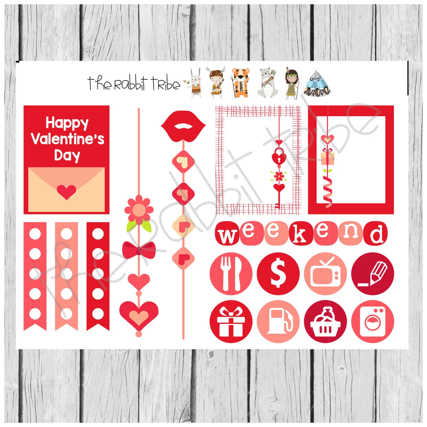 Weekly Sticker Set Valentines Valentines Day Love | Etsy