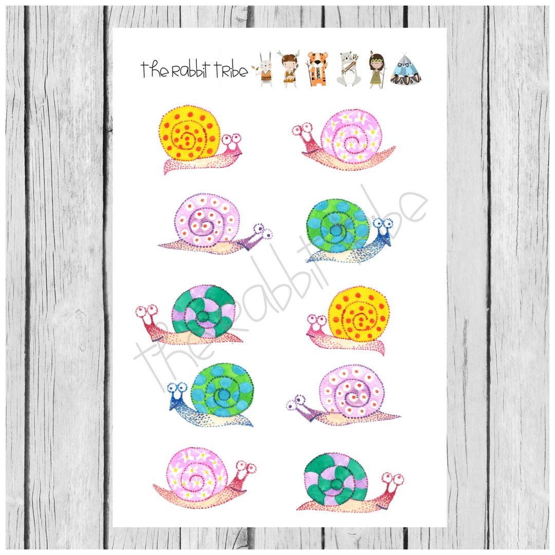 Mini Sticker Sheet Slow and Steady Snails Planner Stickers - Etsy