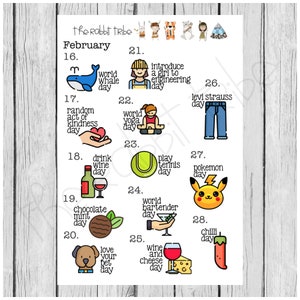 February Wacky Holidays Planner Stickers - Etsy