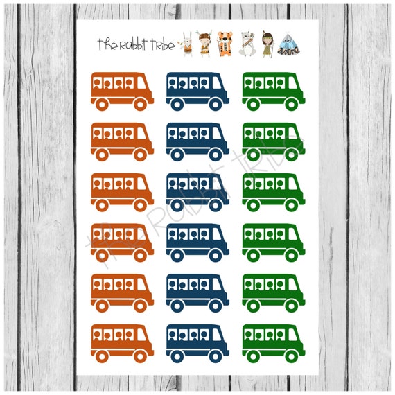 Mini Sticker Sheet Bus Excursion School Planner Stickers | Etsy