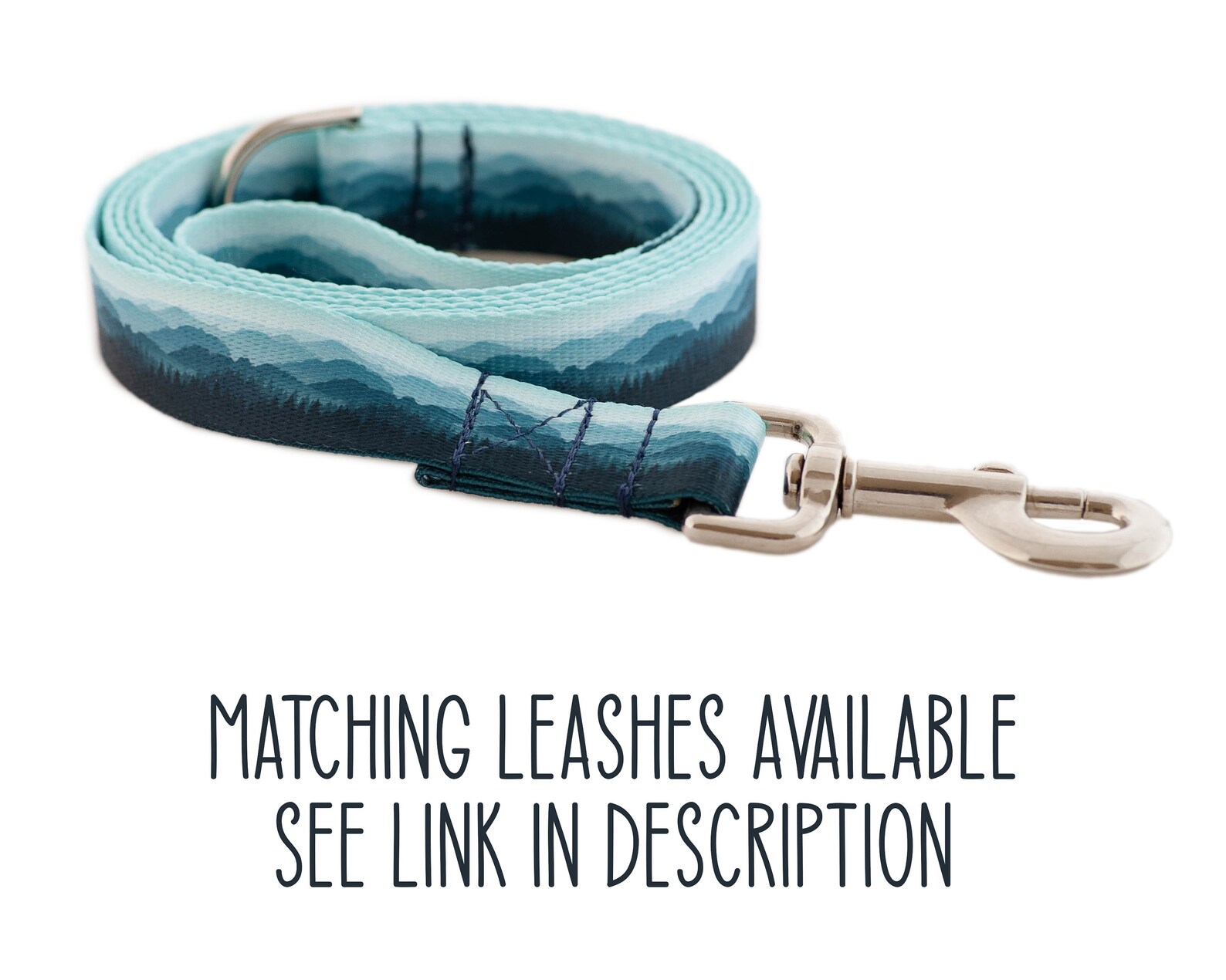 Personalized Mountain Landscape Dog Collar in Teal Blue and - Etsy