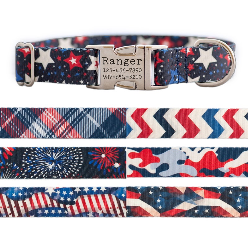 American Flag Dog Collar Personalized - Etsy