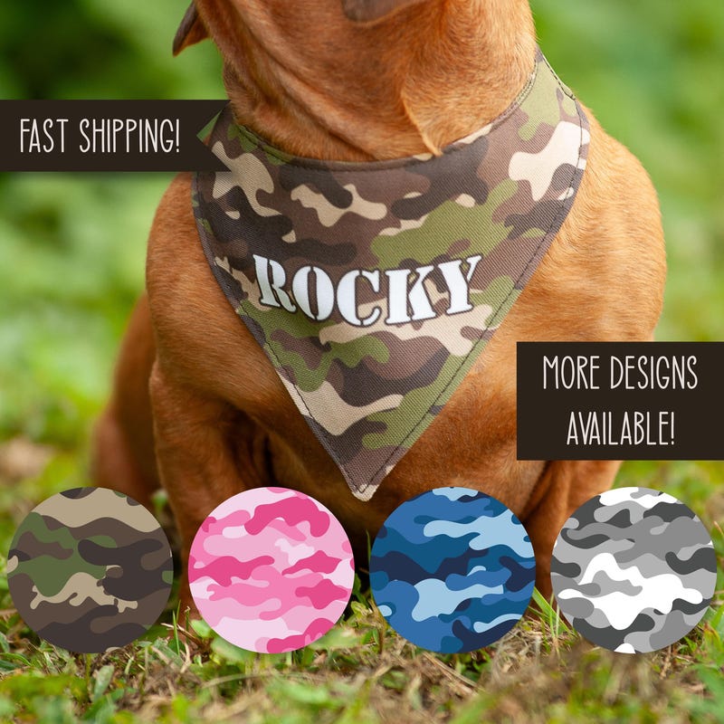 Dog Name Bandana Camo - Etsy