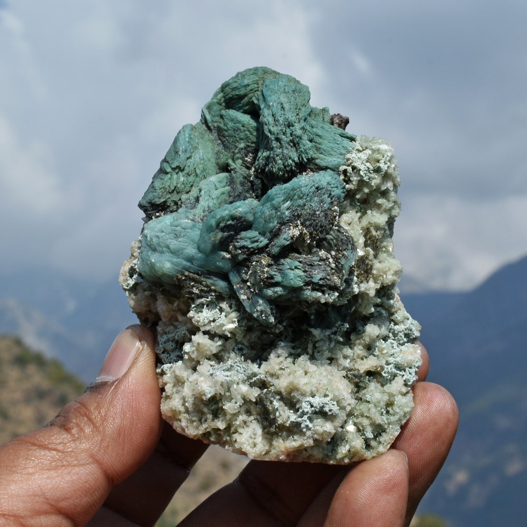 CELADONITE Included Green STILBITE and HEULANDITE Crystal Cluster ...