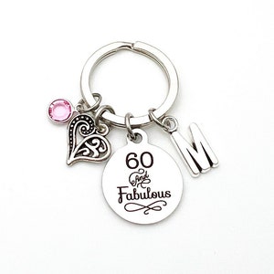 60th Birthday Gifts for Women Keychain, Sixty Key Chain, 60 and ...