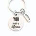 You Make a Difference Keychain, Thank You Keyring, Volunteer ...