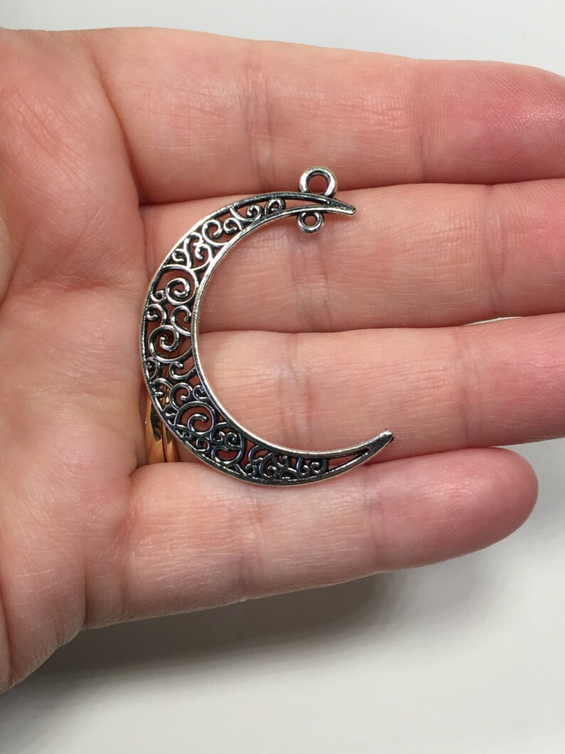 Crescent Moon Keychain With Initial Half Moon Key Chain Etsy