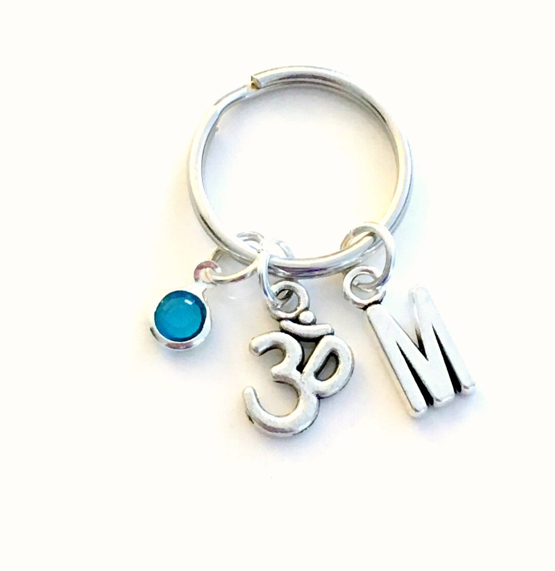 Ohm Keychain, Ohm Keyring, Yoga Key Chain, Chinese Symbol, Om Grounding ...