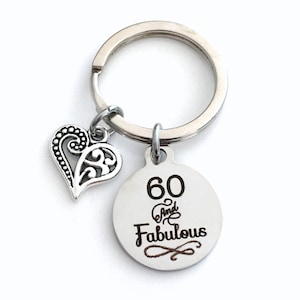 60th Birthday Gifts for Women Keychain, Sixty Key Chain, 60 and ...