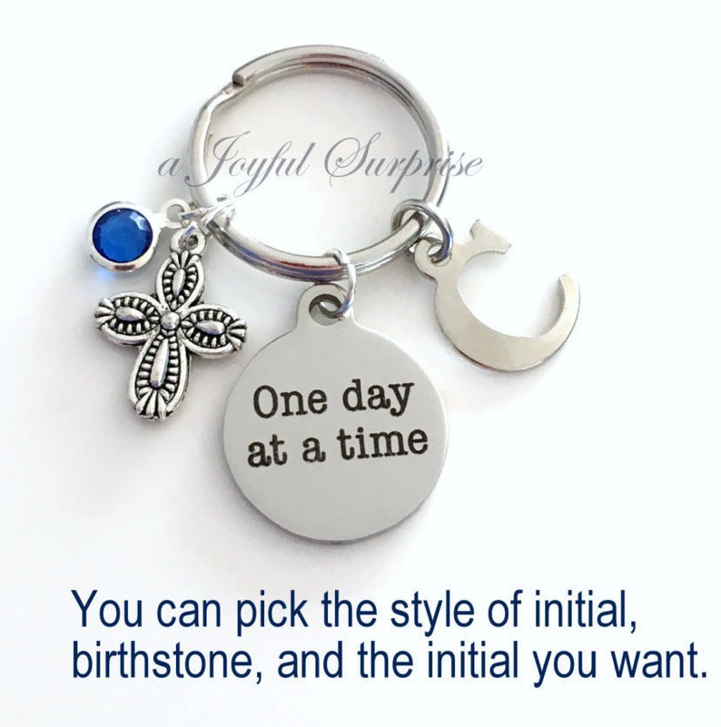 AA Keychain Alcoholics Anonymous Key Chain One Day at a Time - Etsy