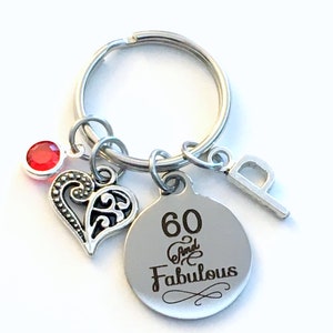 60th Birthday Gifts for Women Keychain, Sixty Key Chain, 60 and ...