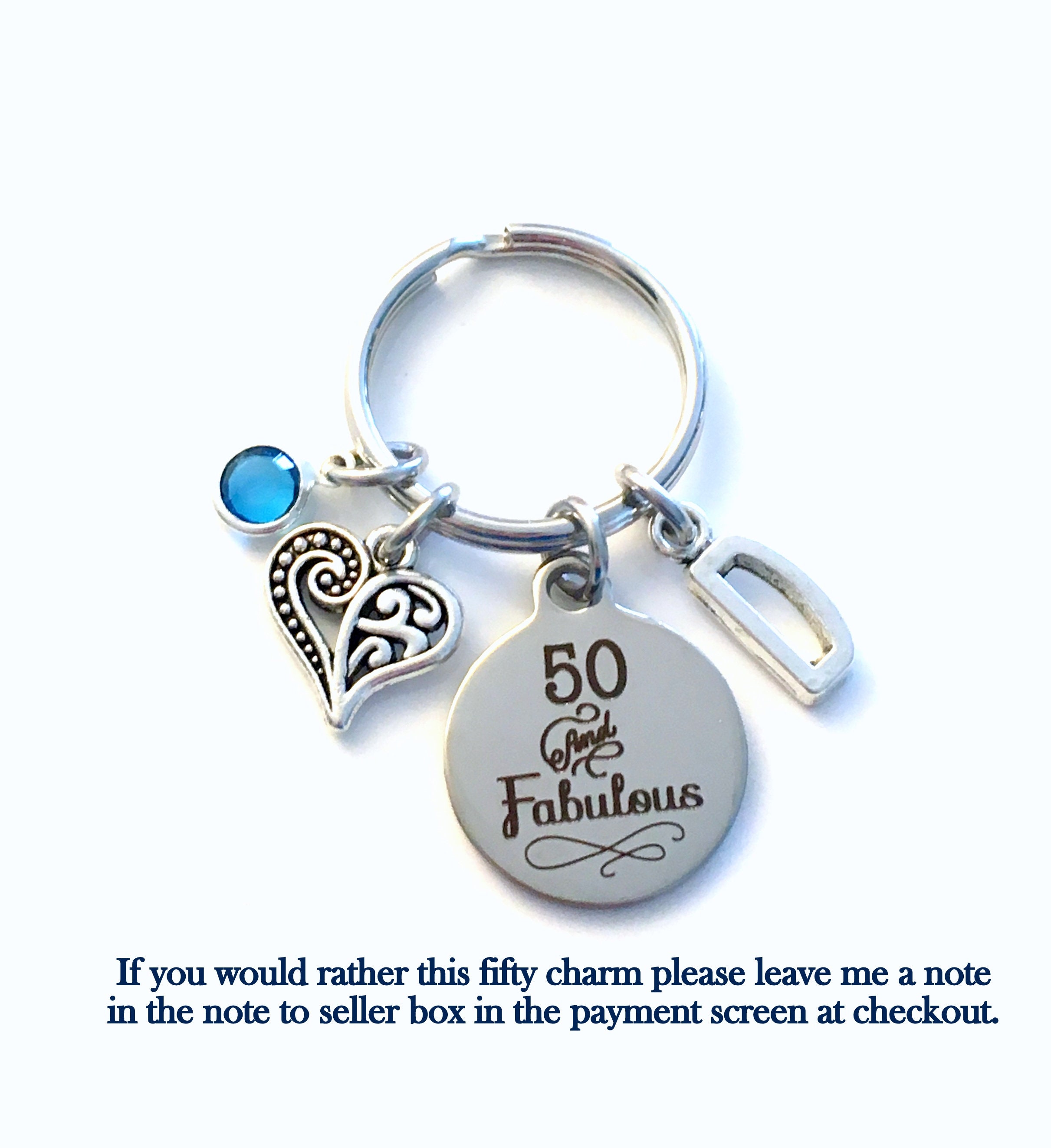 Gift for 50th Birthday Keychain Fifty and Fabulous Key Chain | Etsy