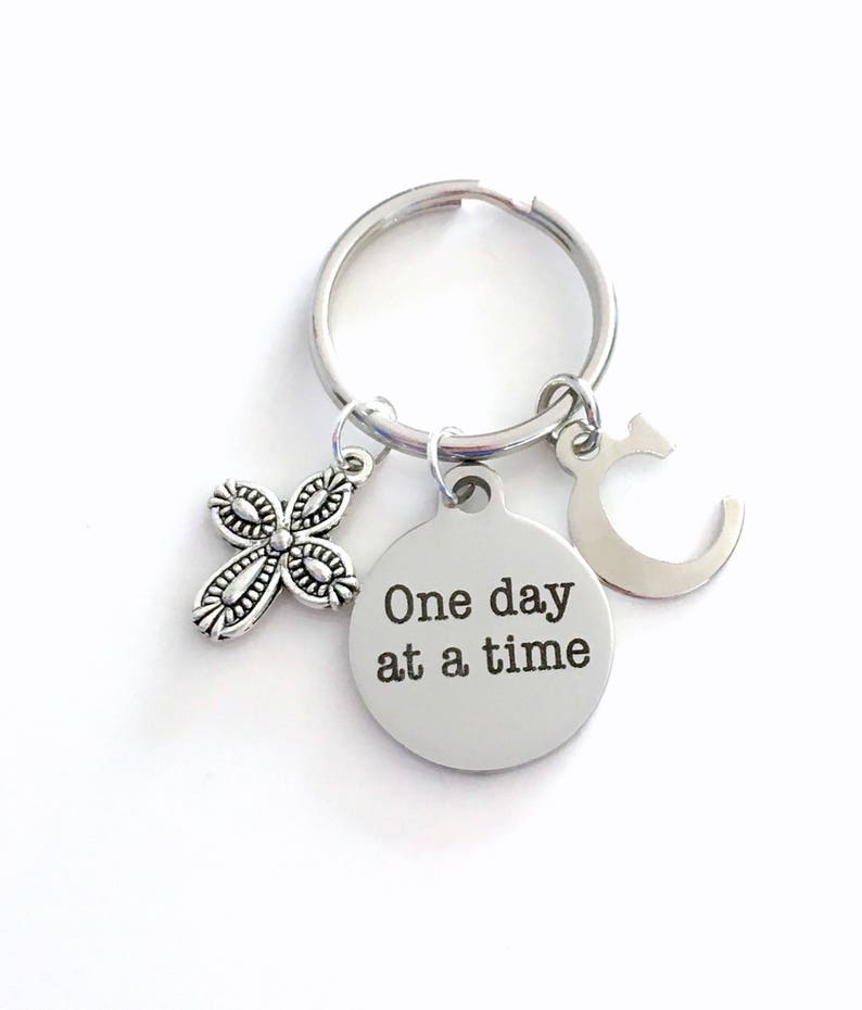 AA Keychain Alcoholics Anonymous Key Chain One Day at a Time - Etsy
