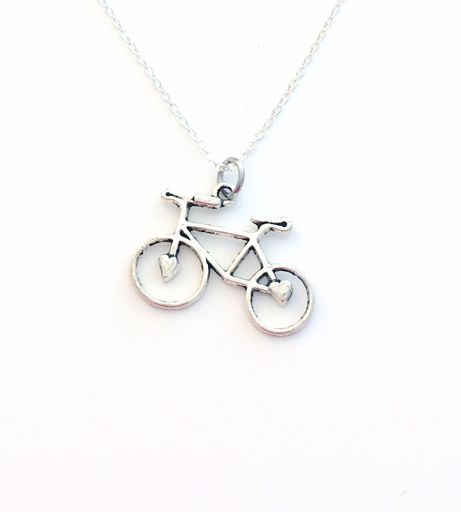 Bike Necklace Silver Bicycle Jewelry Gift for Cyclist - Etsy