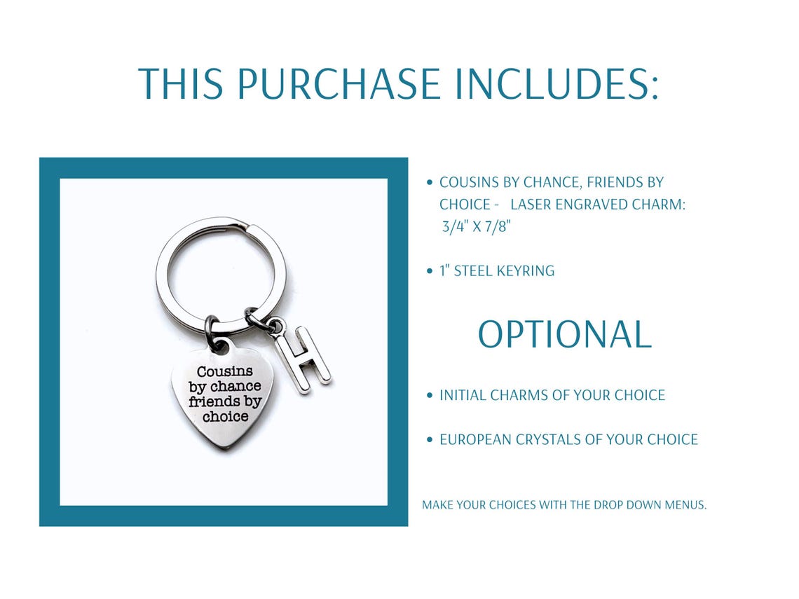 Cousins Keychain, Cousin Key Chain Gift, Cousins by Chance Friends by ...