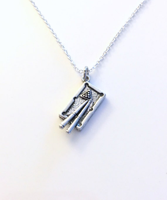 #1 Billiards Player Pendant Necklace In White Gold