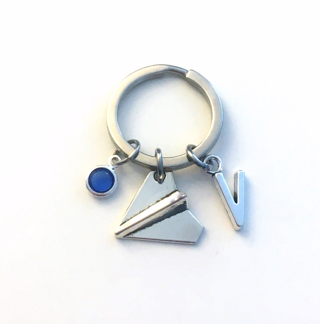 Paper Airplane Keychain, Air Plane Key Chain, Silver Pilot's Keyring ...