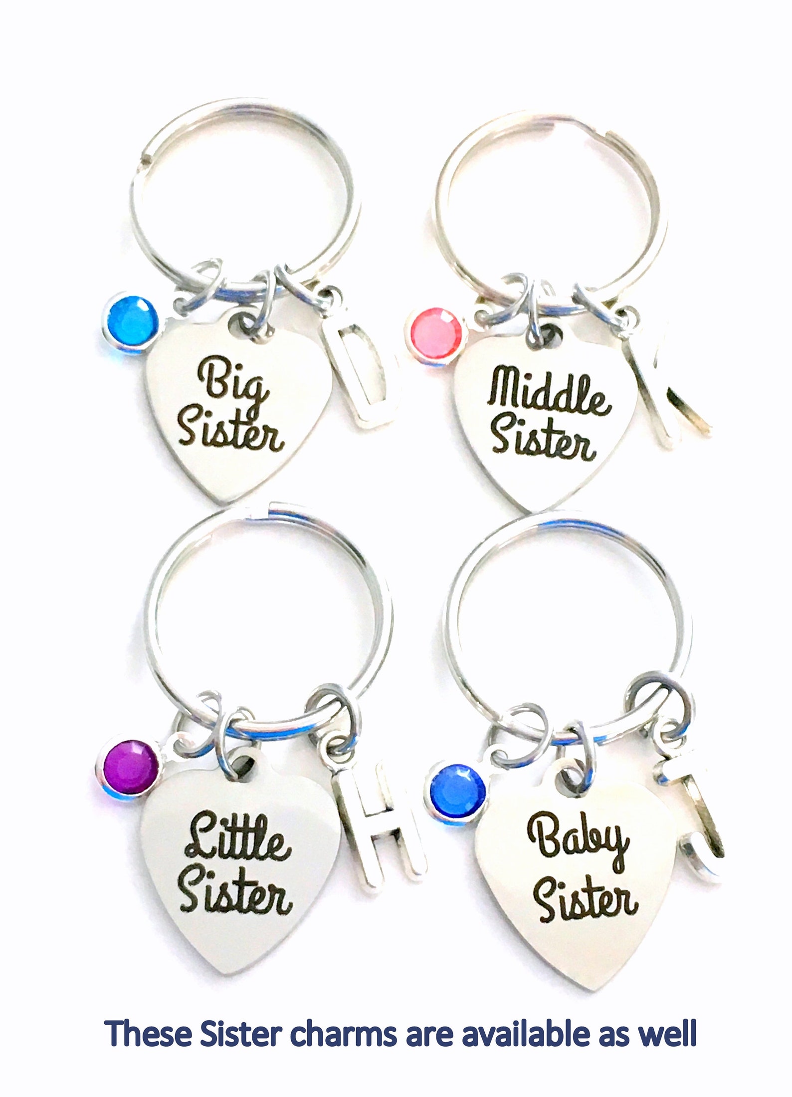 Sibling Keychain, Brother Sister Key Chain Set of 2 3 4 5 6 7 8, Gift ...