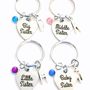 Sibling Keychain, Brother Sister Key Chain Set of 2 3 4 5 6 7 8, Gift ...