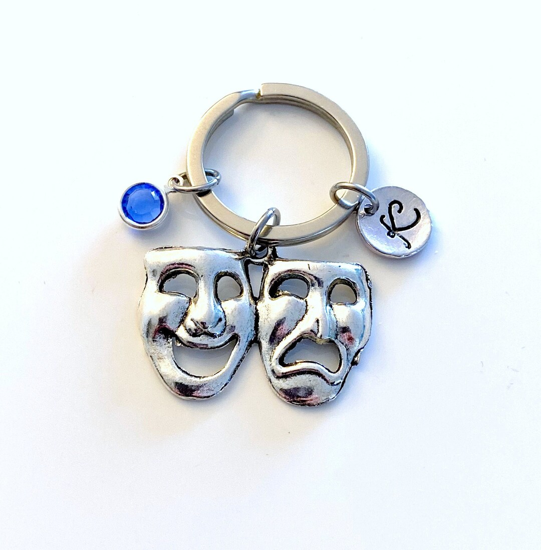 Theater Mask Keychain, Gift for Drama Student Key Chain, Musical ...