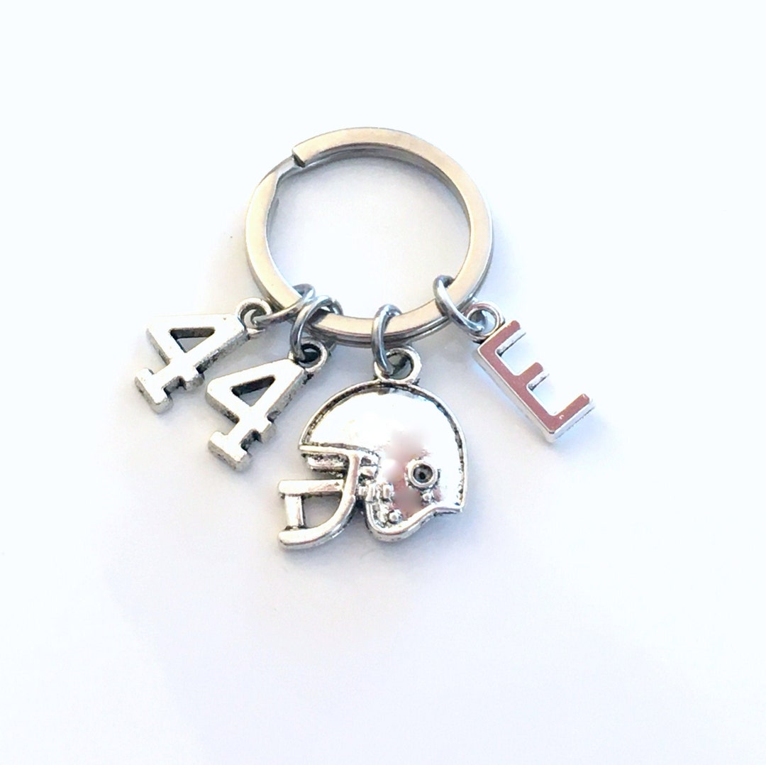 Football Jersey Number Keychain, Helmet Key Chain, Gift for Player ...