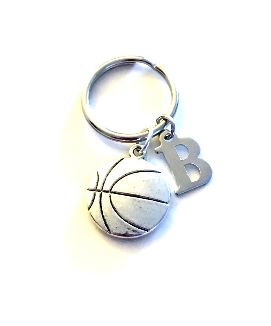 Basketball Keychain / Gift for Basketball Player Key Chain / Silver ...
