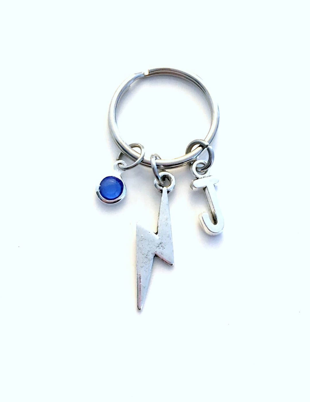 Lightning Bolt Keychain, Silver Weather Keyring Key Chain Gift for ...