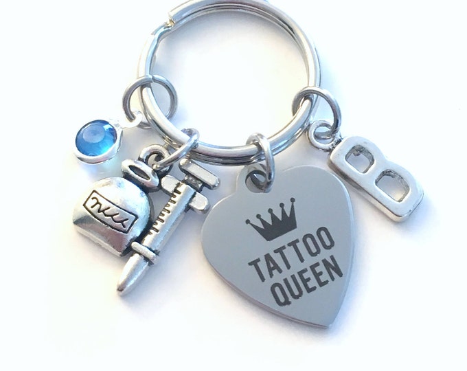 Tattoo Queen Keychain, Ink Syringe Key Chain, Tattooist Artist Keyring ...