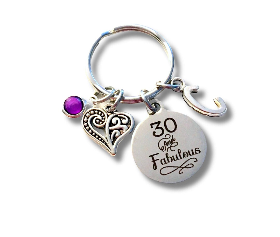 30th Birthday Gift for Her, Thirtieth Birthday Keychain, 30 Thirty and ...